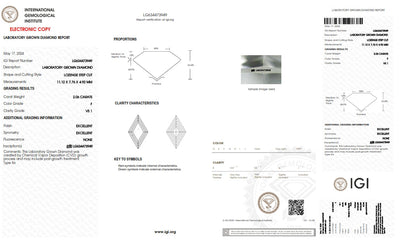 2.06ct | F/VS1 Lozenge Shape Step Cut Lab Diamond (IGI) - LITHOS Diamond